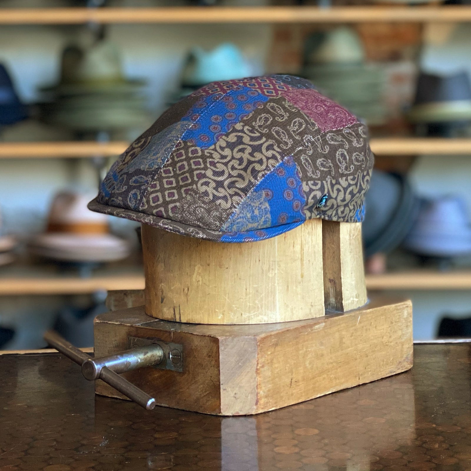 Mix & Match Ivy Cap - Slim Fit Brown Blue Red Patchwork Newsboy