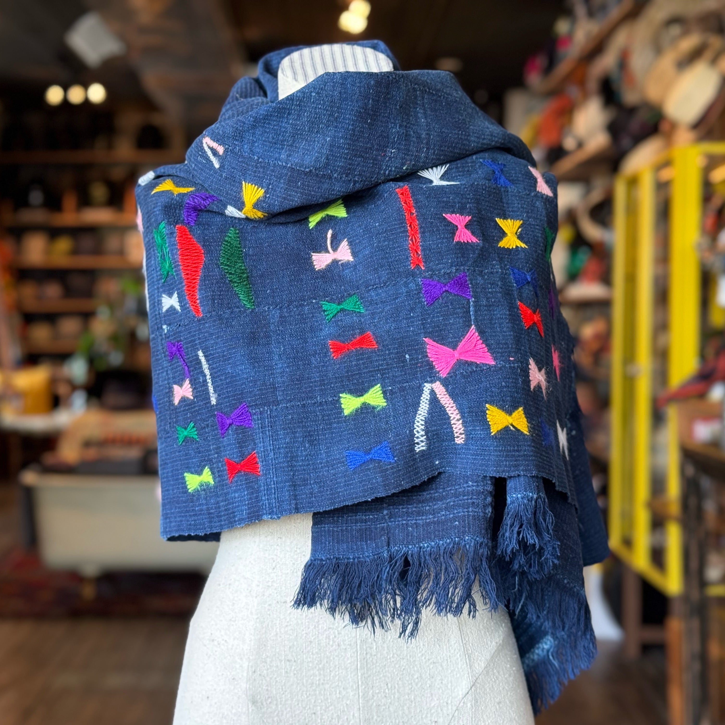 Vintage Indigo Mud Cloth Scarf No. 1
